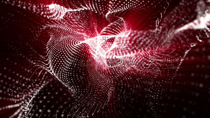 Red Light Emitting Particles Slowly Moving Against a Black Background ...