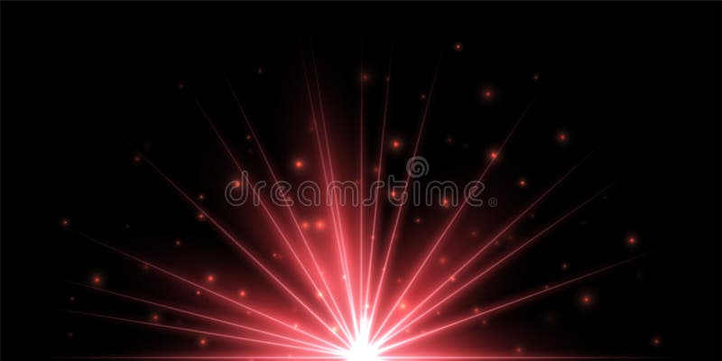 Red Light Flash Effect with Shine Glow Rays on Black Horizontal ...
