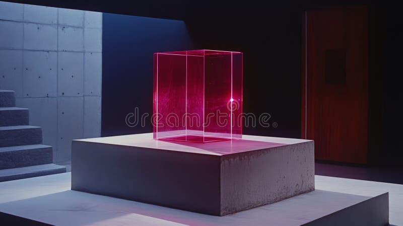 Red Light in Glass Case, Modern Art, Minimalist Design, and ...