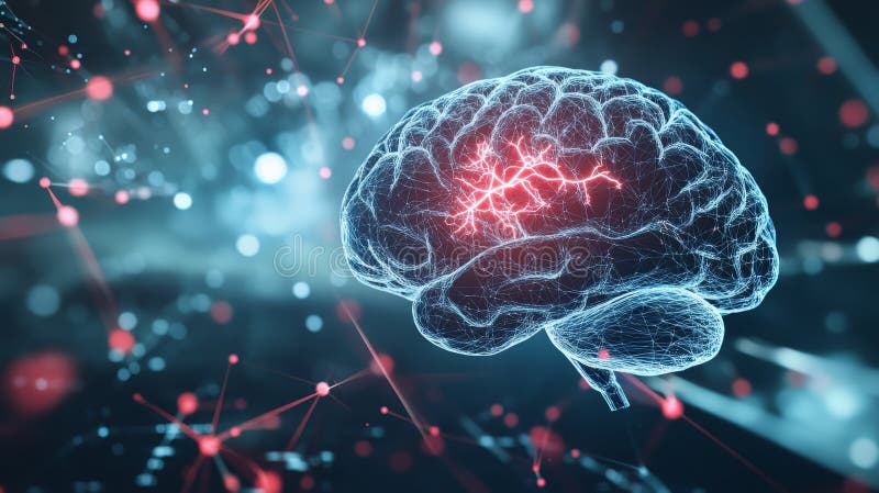 Red Light of Inspiration, an Abstract Depiction of the Thinking Brain ...