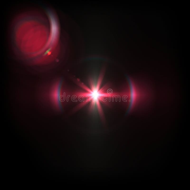 Red Light Lens Flare on Black Background Stock Illustration ...