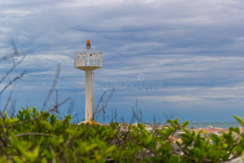 Red light on lighthouse stock image. Image of blue, tower - 74813451
