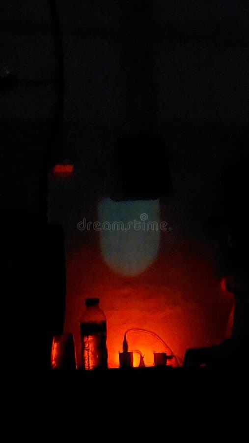 Red Light in the Middle of the Dark Night Stock Image - Image of night ...