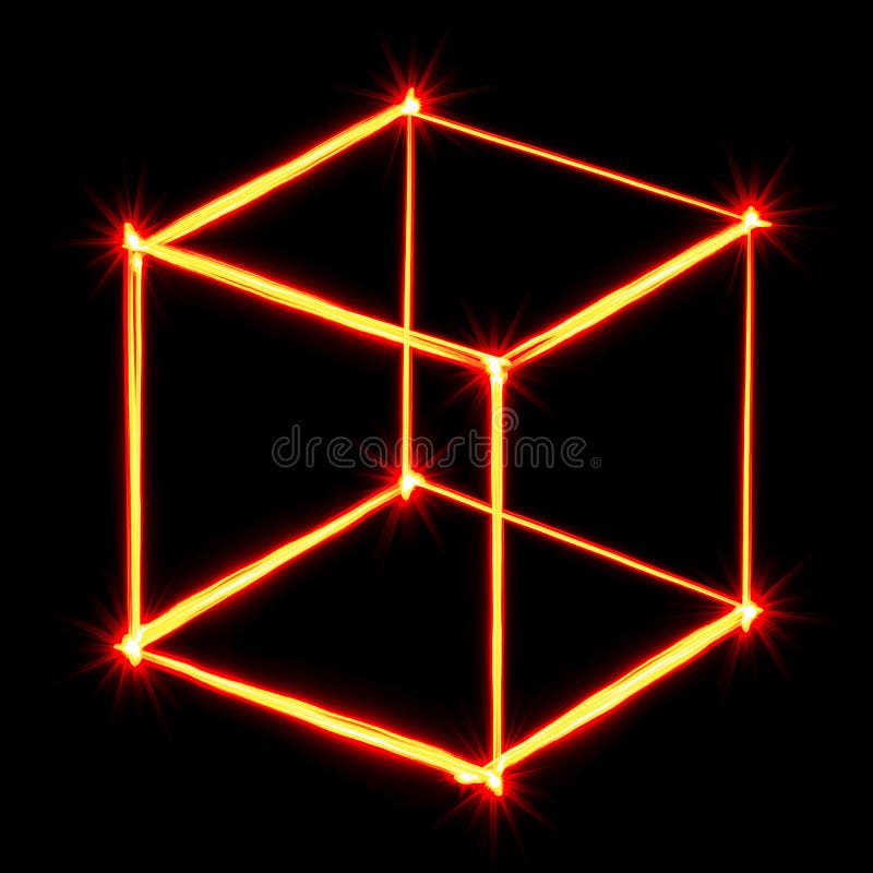 Red Light Painting Necker Cube Stock Illustration - Illustration of ...