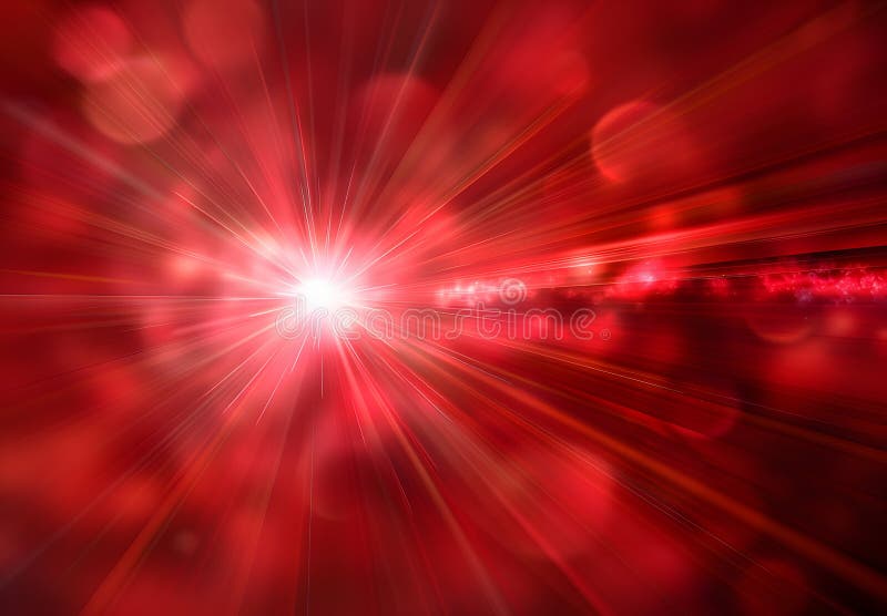 Red Light Rays & Glowing Sun Abstract Background Stock Illustration ...