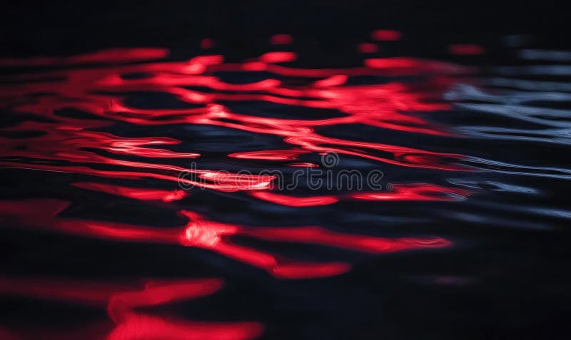 Red Light Reflections on Dark Water Surface Stock Photo - Image of dark ...