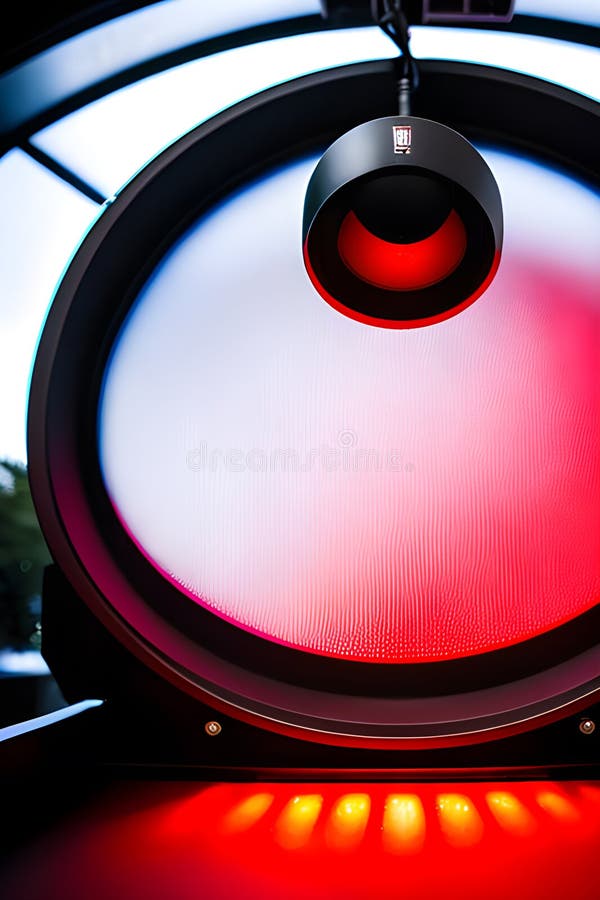 Red Light Round-podium and Black Background Generated by Ai Stock ...