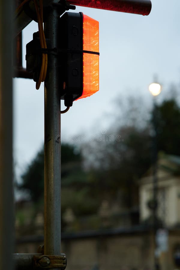 Red light on scaffolding stock photo. Image of upright - 265273196