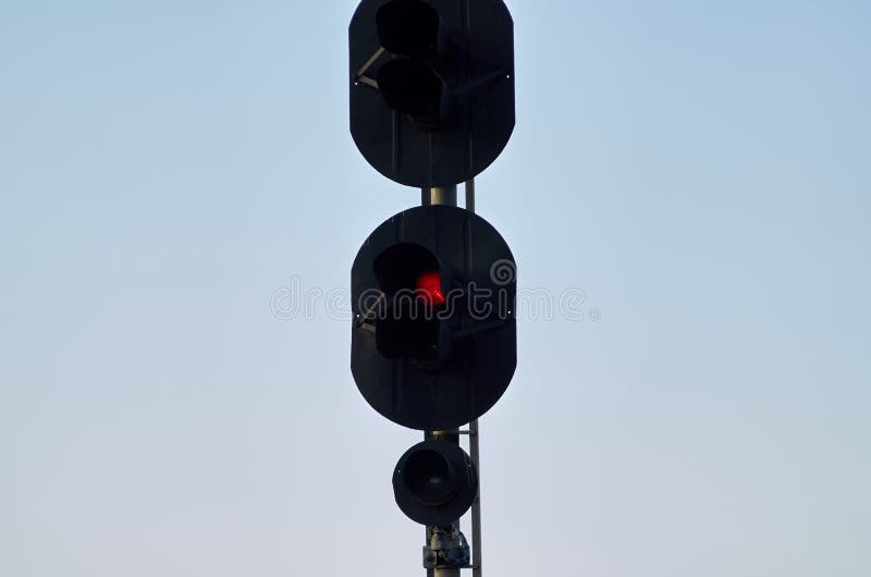 Red Light Semaphore on the Railway Stock Photo - Image of roadside ...
