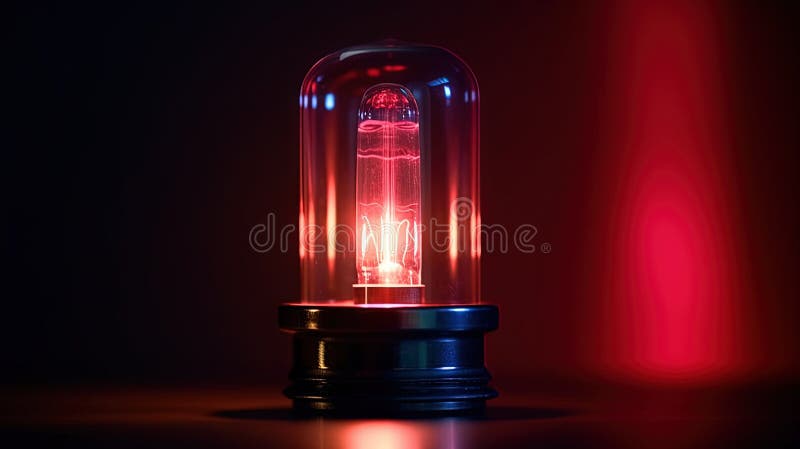 A Red Light Shines on a Black Surface with a Red Light Stock ...