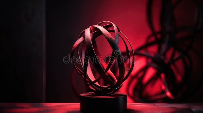 A Red Light Shines on a Sculpture of a Sphere Stock Illustration ...