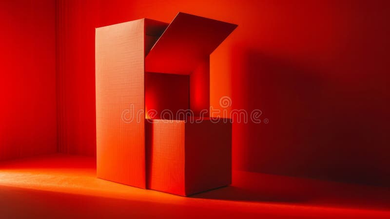 A Red Light Shining on a Box with an Open Lid, AI Stock Image - Image ...