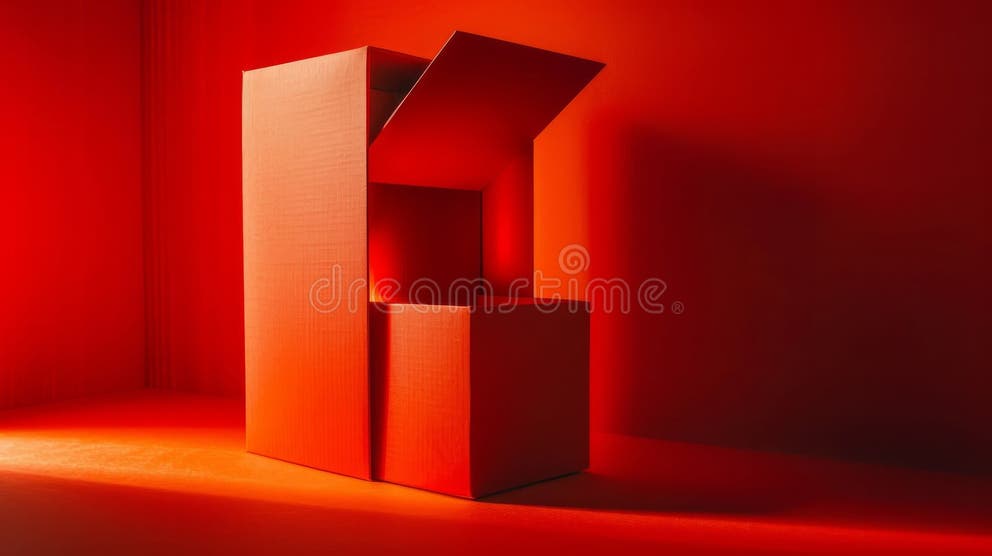 A Red Light Shining on a Box with an Open Lid, AI Stock Image - Image ...
