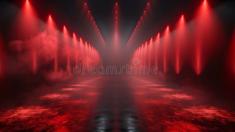 A Red Light is Shining on a Dark Stage with Water, AI Stock ...