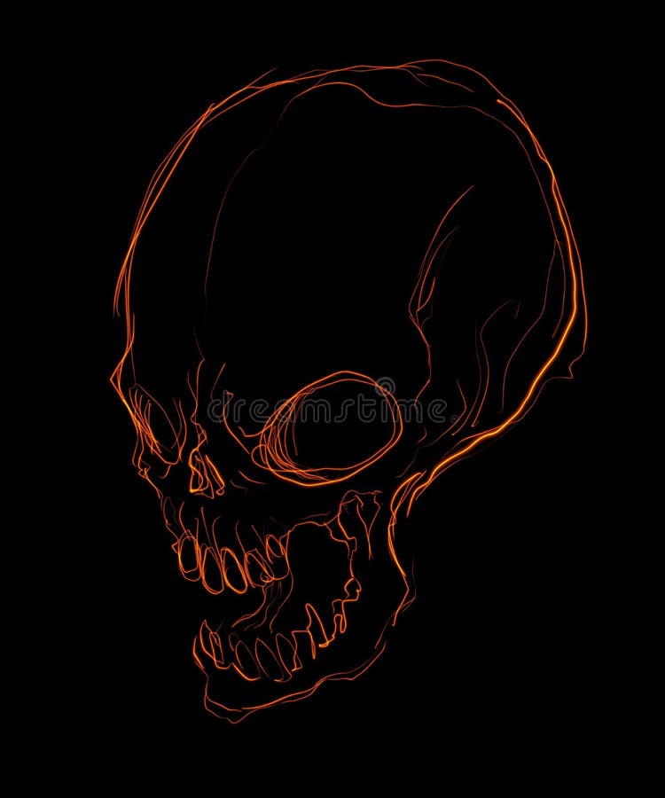 Red Light Skull Shaped in Dark Stock Illustration - Illustration of ...