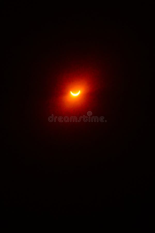 Red light of Solar eclipse stock image. Image of orbit - 98966919