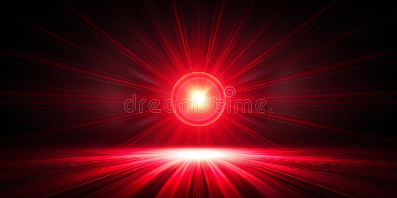 Red Light Sphere and Lines a Digital Abstract with Red Glowing Orb and ...