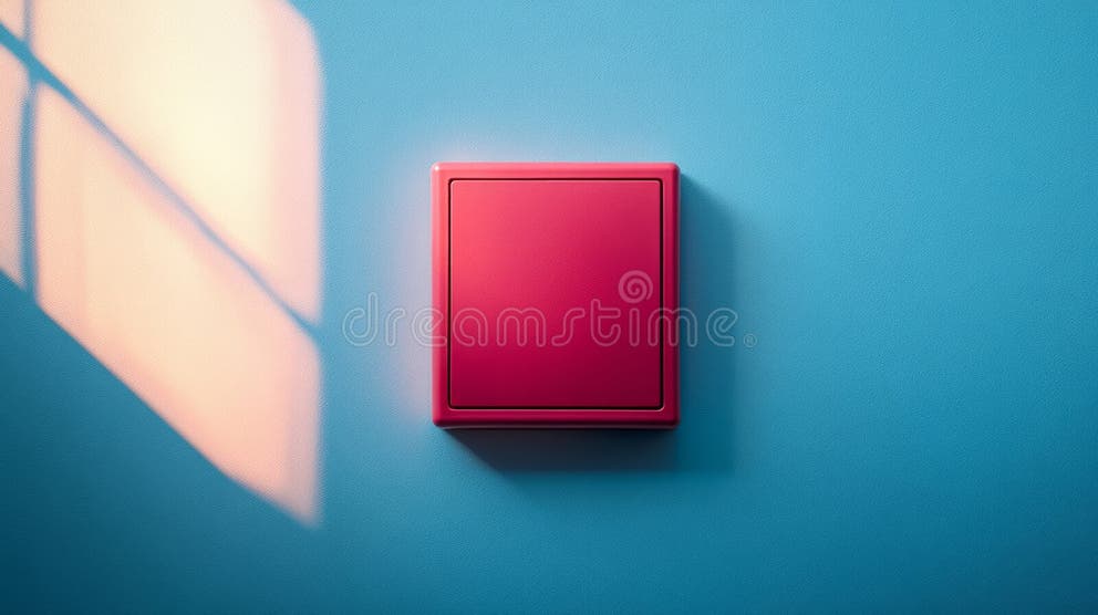 Red Light Switch on Blue Wall with Sunlight Shadow Stock Photo - Image ...