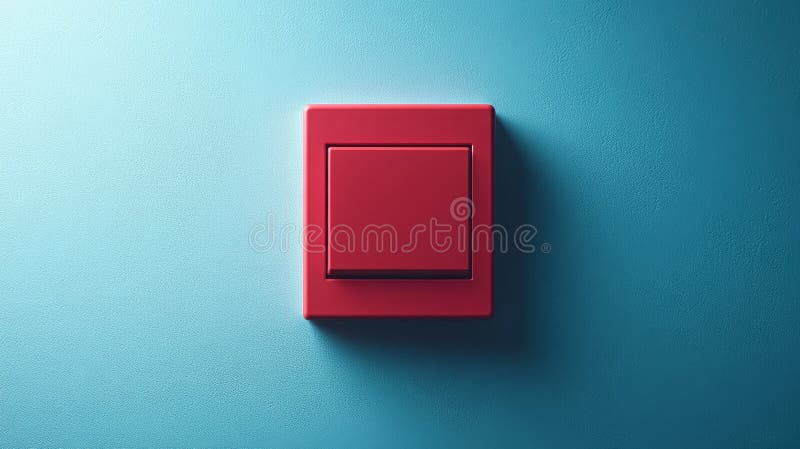 Red Light Switch on a Blue Wall Stock Photo - Image of minimalism ...