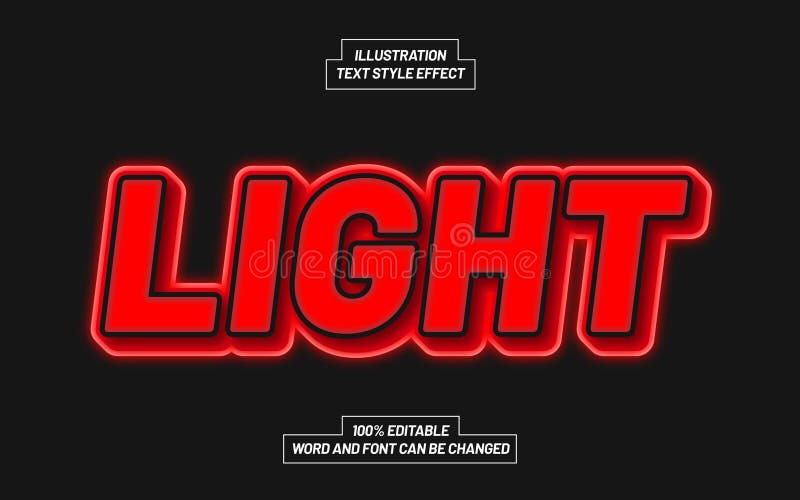 Red Light Text Style Effect Stock Vector - Illustration of line ...