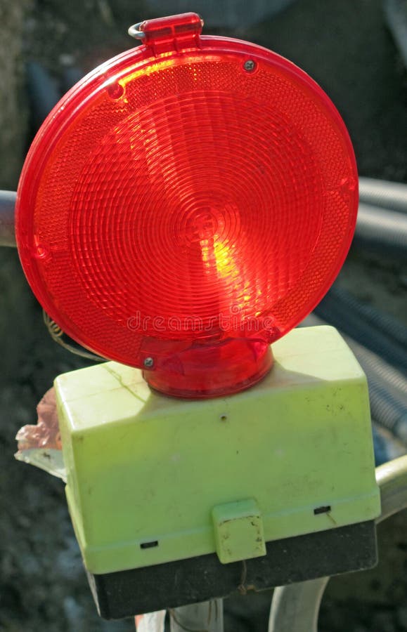 Red Light To Signal a Road Construction Site Stock Photo - Image of ...