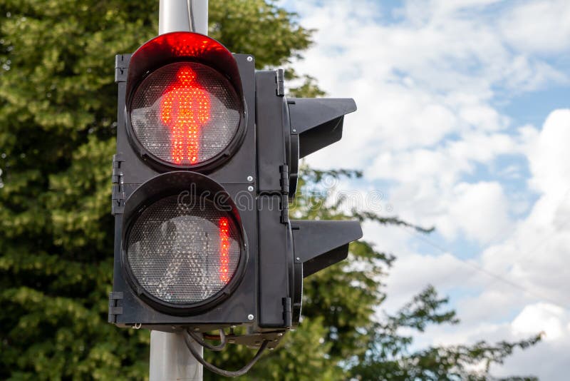 Red Light at Traffic Lights for Pedestrians. Stock Photo - Image of ...