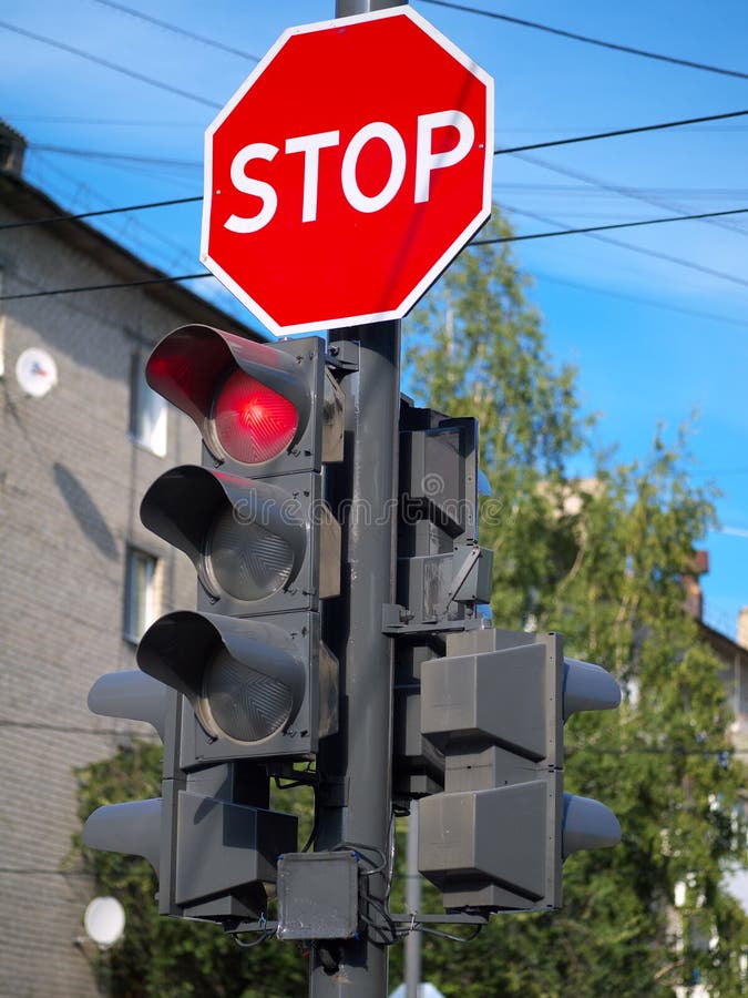 Red Light on Traffic Lights Stock Photo - Image of caution, attention ...