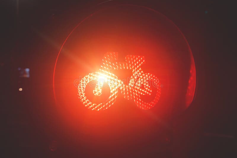 Red Light Traffic Light Prohibits the Movement of Cyclists Editorial ...