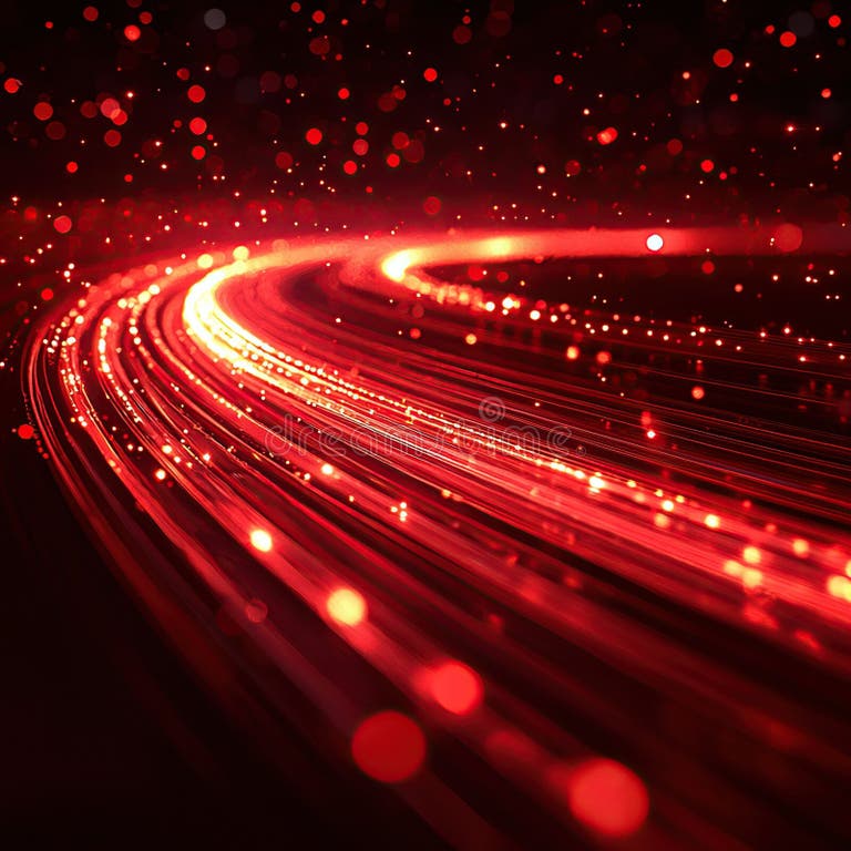 Red Light Trails Create an Abstract, Dynamic Pattern with Glowing ...