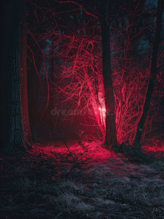 Red Light through Tree Branches Stock Photo - Image of glow, darkness ...
