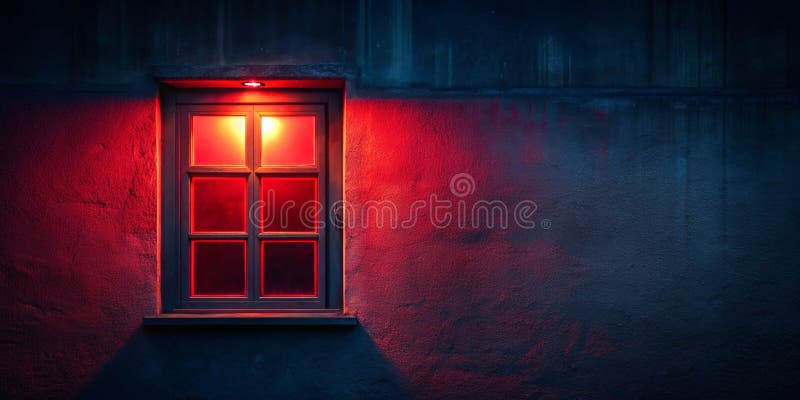 Red Light from the Window the Red Window Shines Mystically at Night ...