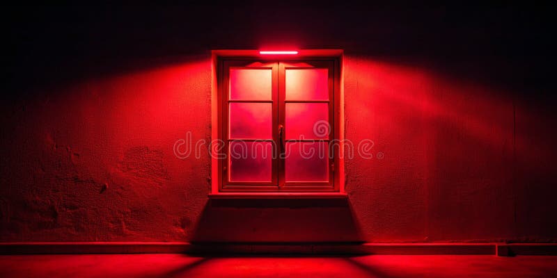 Red Light from the Window the Red Window Shines Mystically at Night ...