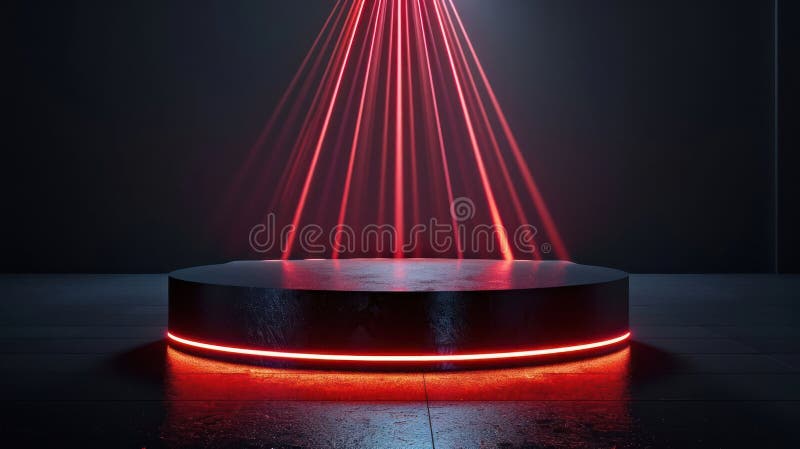 A Red Lighted Stage with a Red Spotlight on it Stock Illustration ...