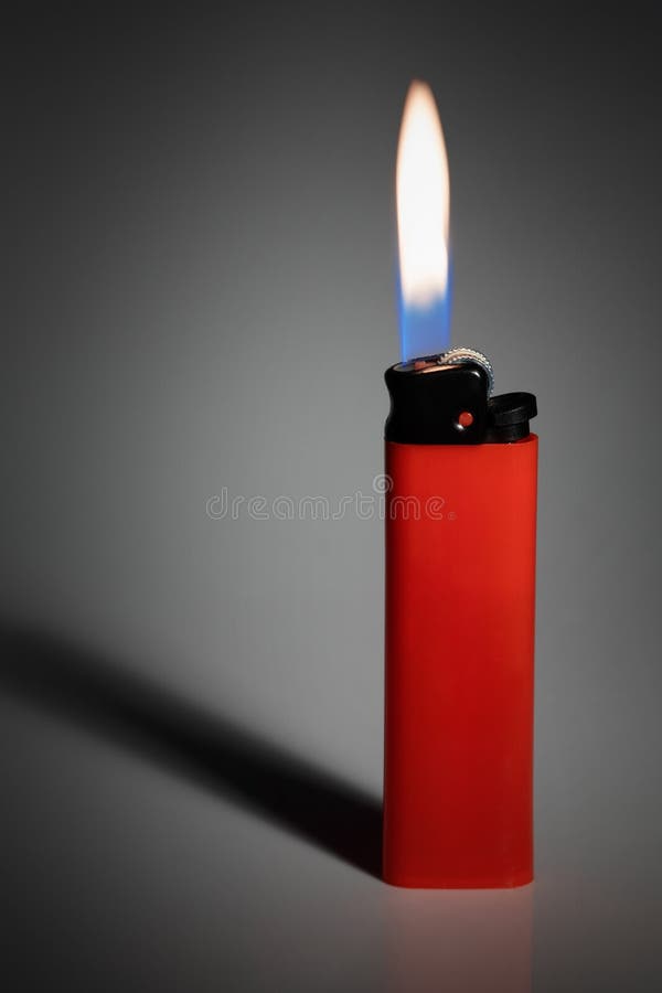 Red Lighter with Burning Fire Stock Image - Image of single, closeup ...