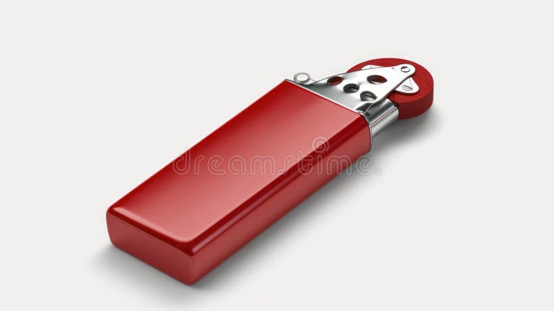 A Red Lighter Placed on a Clean White Table. Perfect for Product ...