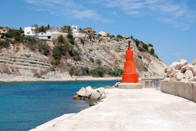 Red lighthouse stock image. Image of europe, villa, rocks - 11119777