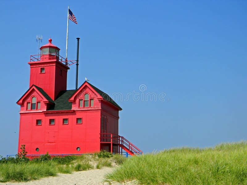 Red lighthouse stock photo. Image of security, bright - 15829688