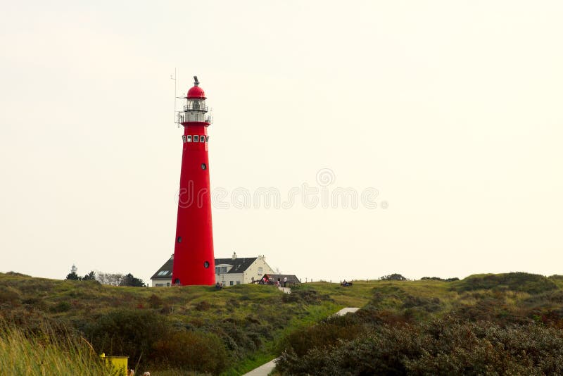Red lighthouse stock image. Image of netherlands, landscape - 21488785