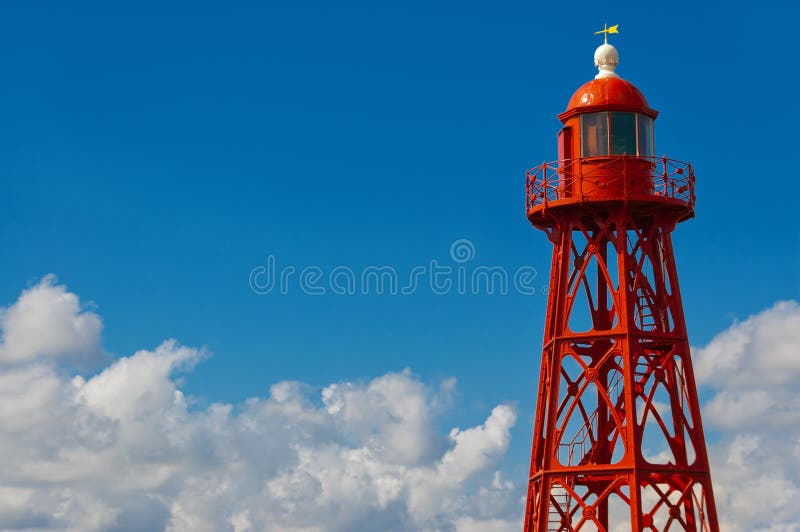 Red lighthouse stock photo. Image of blue, harbor, coast - 22434052