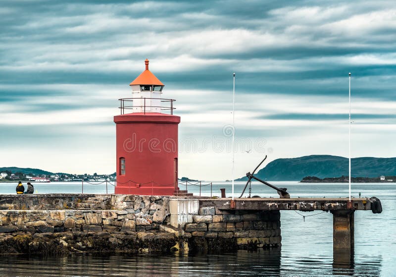 Red lighthouse in Alesund stock image. Image of lighthouse - 192877649