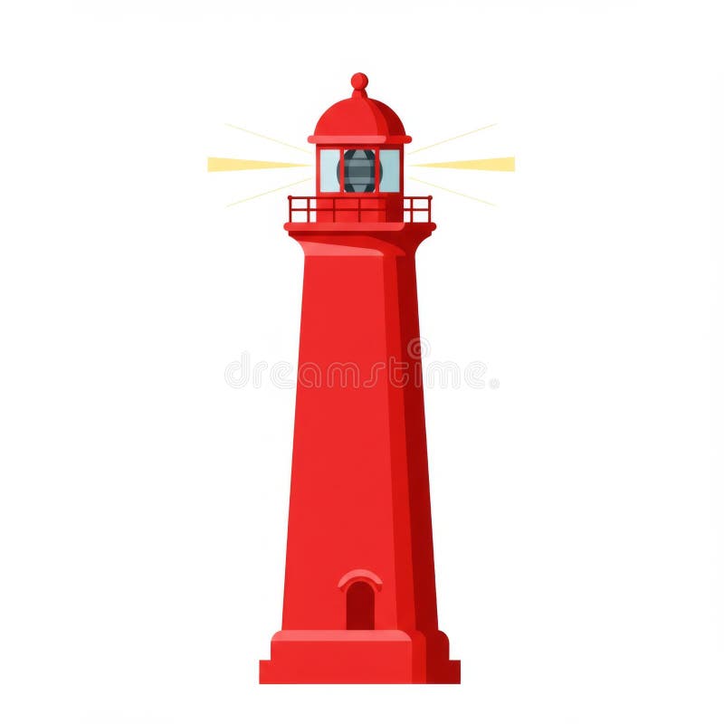 Red Lighthouse Beacon Illustration on White Background Stock ...