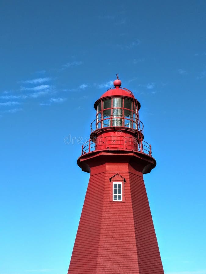 Red Lighthouse with Blue Sky Stock Image - Image of landmark, ocean ...