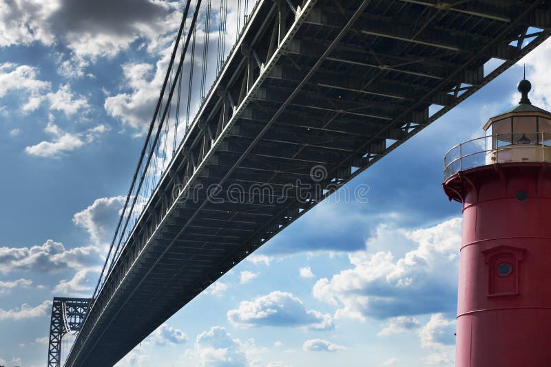 Lighthouse and Bridge stock image. Image of river, beacon - 42503