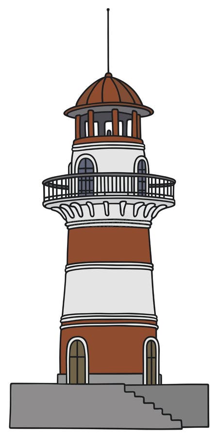 Red lighthouse stock vector. Illustration of construction - 52210680