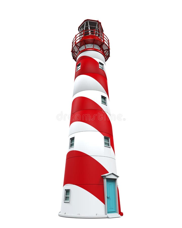 Red Lighthouse Isolated stock illustration. Illustration of shore ...