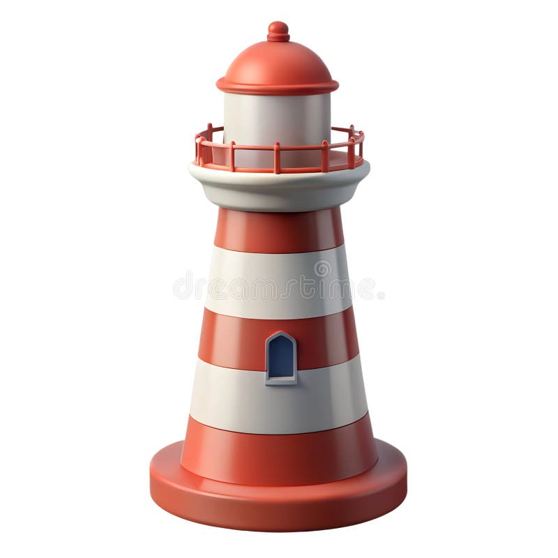 Red Lighthouse Isolated on White Background. Plastic Style Icon Stock ...