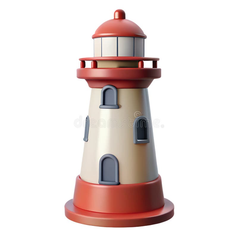 Red Lighthouse Isolated on White Background. Plastic Style Icon Stock ...