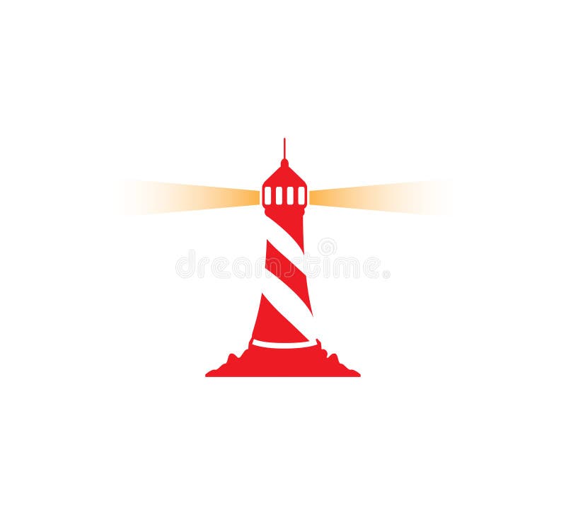 Red Lighthouse Shine Its Light Vector Logo Design Stock Illustration ...