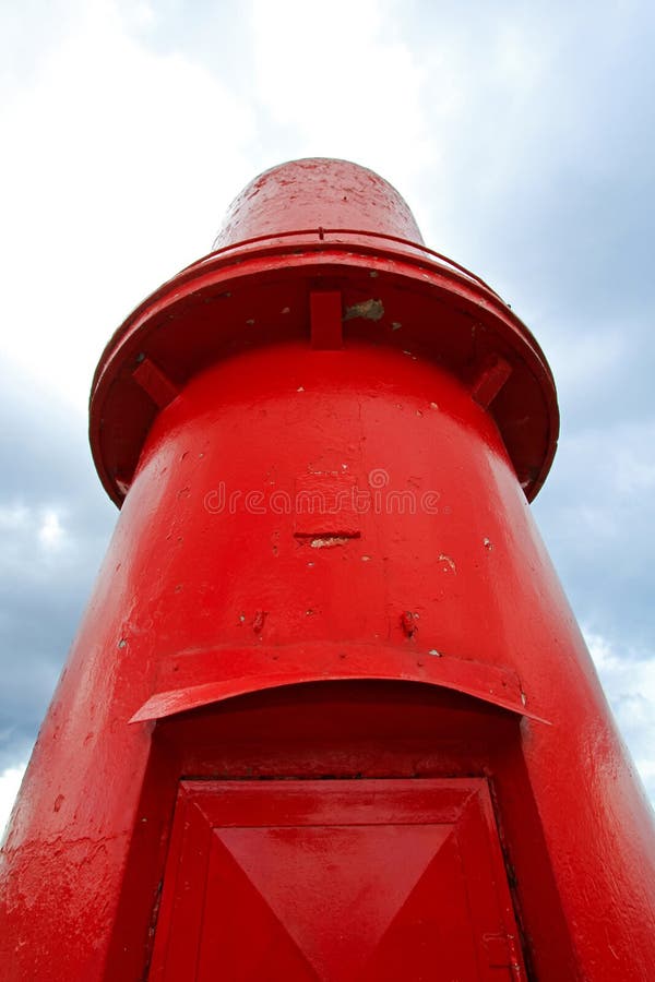 Red lighthouse tower stock image. Image of fixture, beacon - 174201711