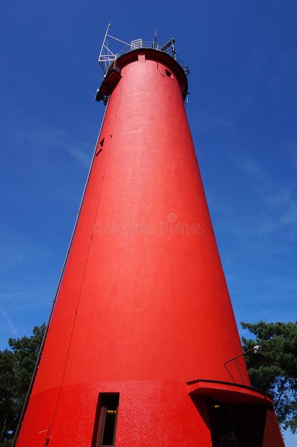 Red Lighthouse - View from Below Stock Photo - Image of safety, window ...